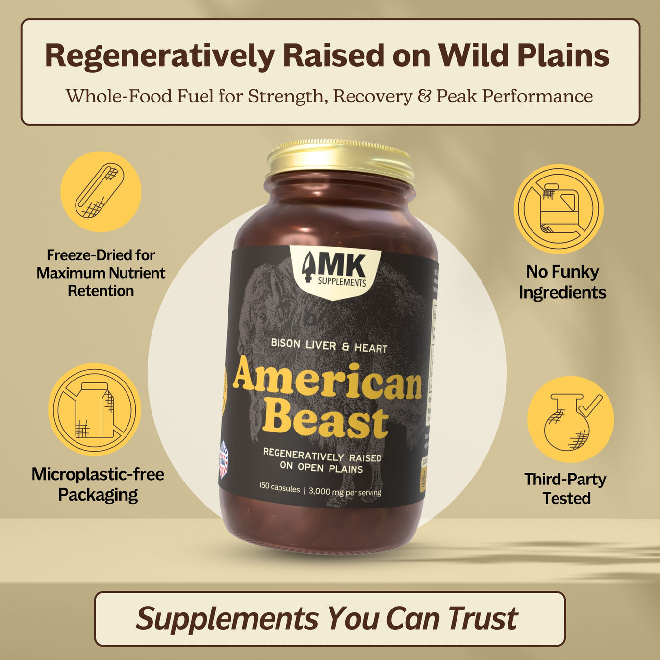 American Beast – Grass-Fed Bison Organs Supplement for Strength ...